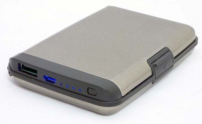 Charging Wallet Battery Power Bank - Aluminum RFID Blocking Phone ...