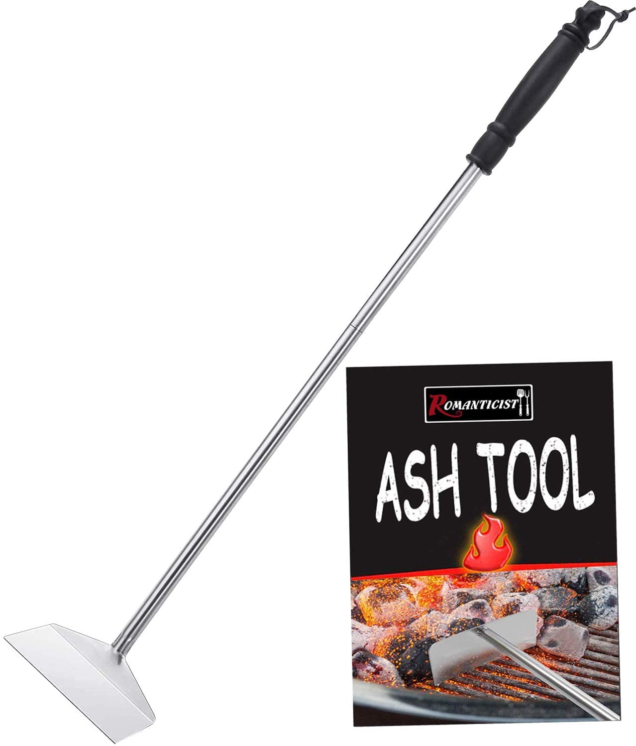 Heavy Duty Stainless Steel Ash Tool Rake with 24Long Rubber Handle for ...