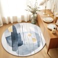 Abstract Boho Color Block Round Rug 5ft Modern Minimalist Art Washable ...