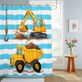 Bathroom Shower Curtain Cartoon Excavator Ground Truck Waterproof ...