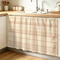 Beige Grid Gingham Cabinet Curtains for Kitchen 28"Wx51"L, Abstract ...