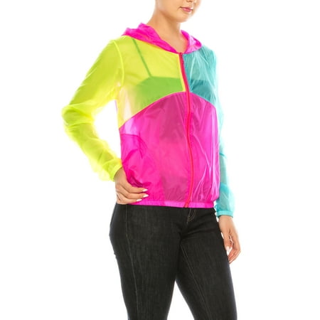 i.Fashion - Lightweight Casual Hooded Neon Windbreaker Jacket | Sun ...