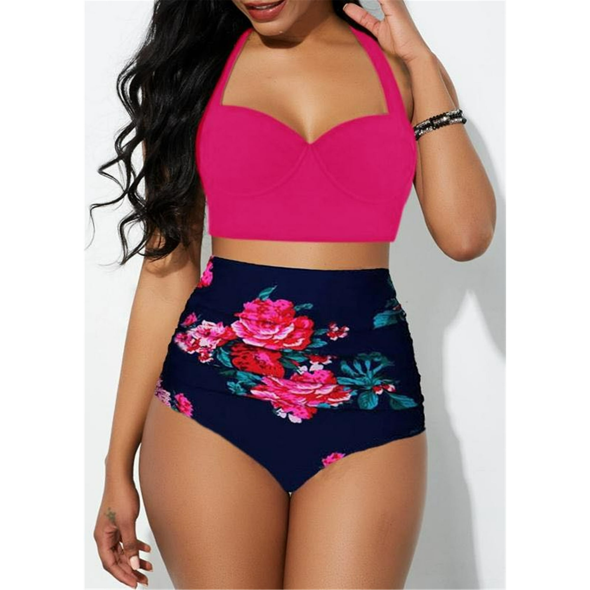 Click here for Eyiiye Women Flower Print Bikini Set High Waist Sw... prices