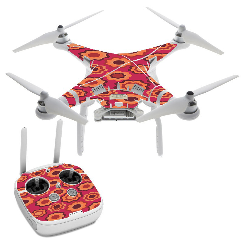 Retro Flowers Pink DJI Phantom 3 Professional Skin Skins Vinyl Decal ...