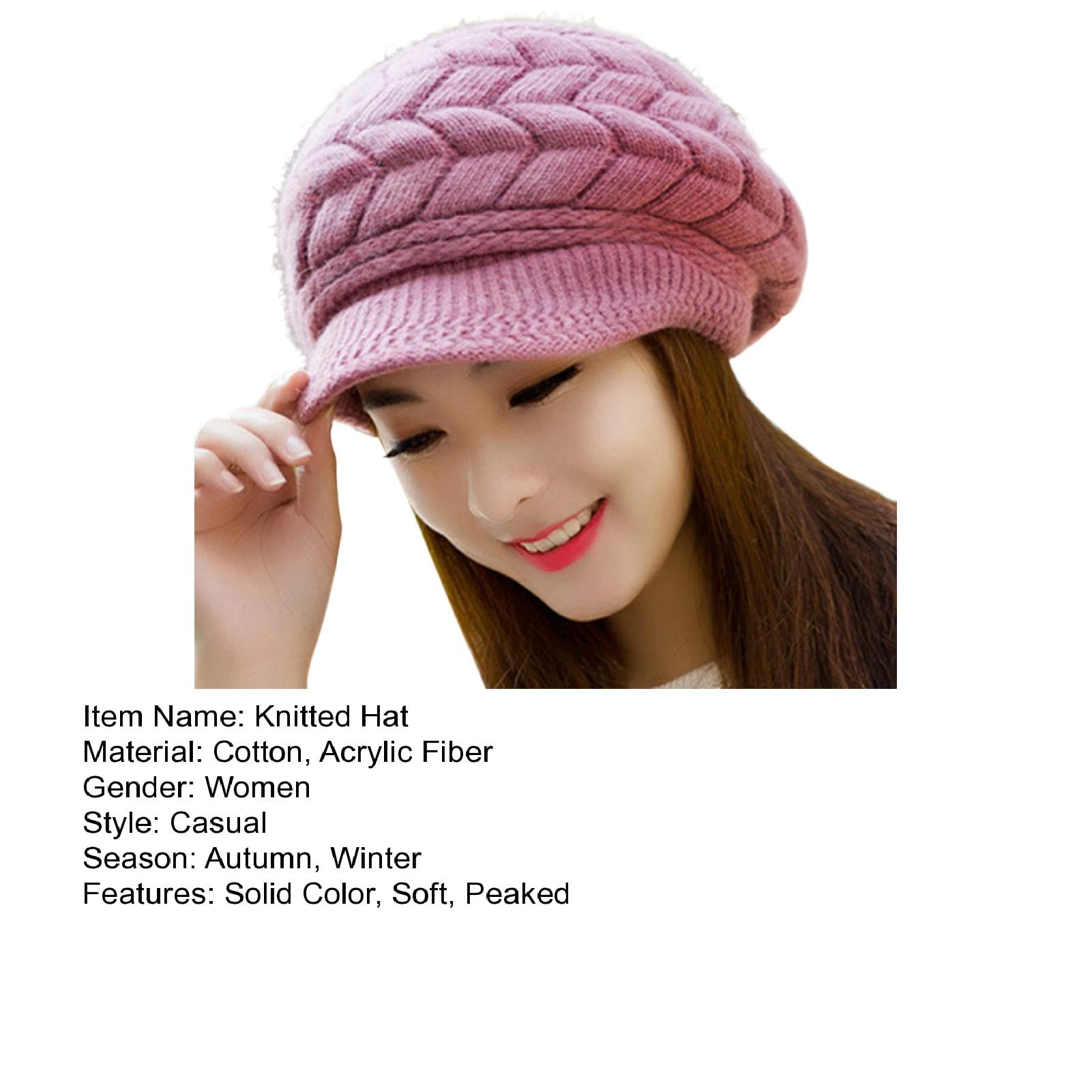 DISHAN Visor Beret Cap Keep Warm Stretchy Simple Fall Winter Female ...