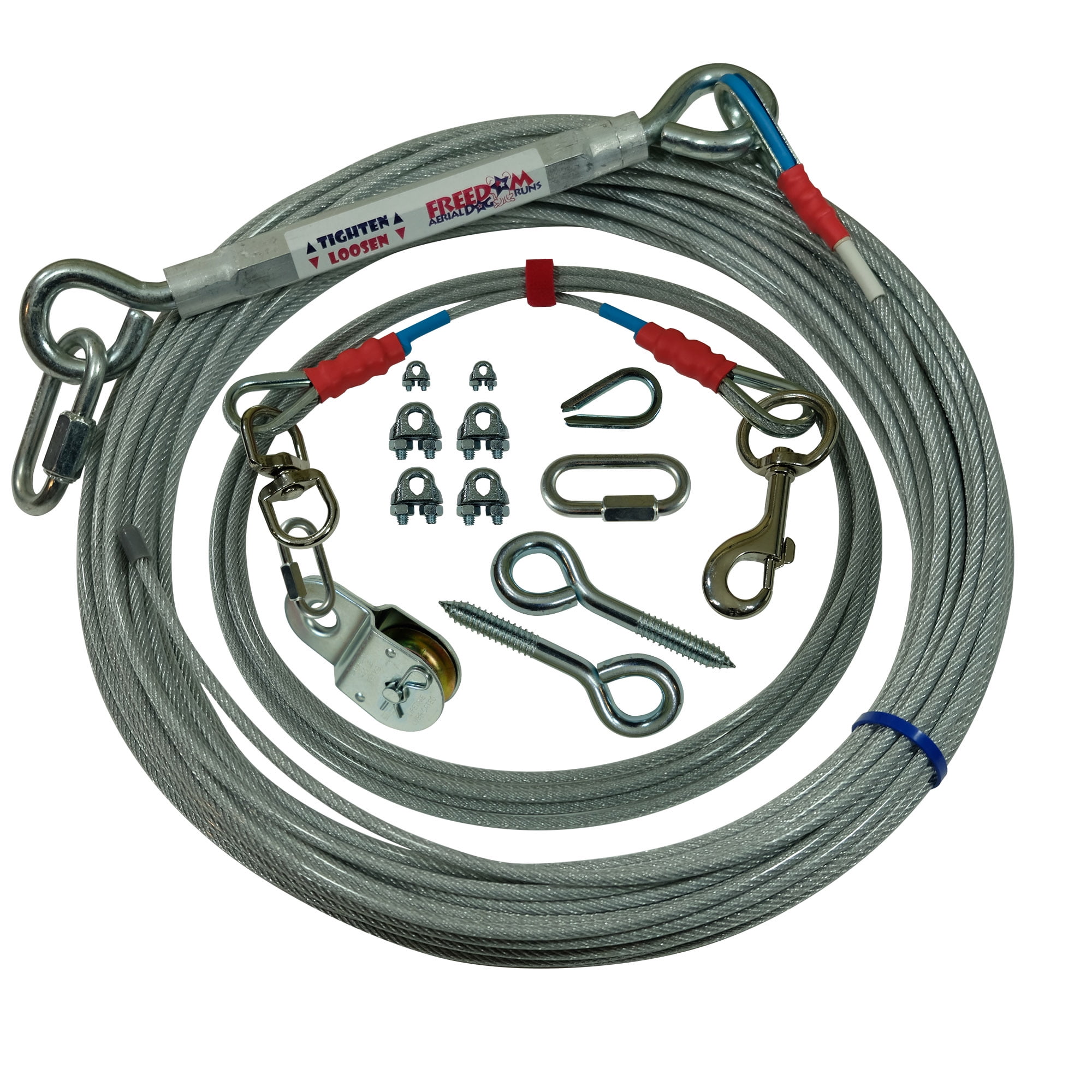 Freedom Aerial Dog Runs for Two Tree Applications 100 FT Aerial Cable ...