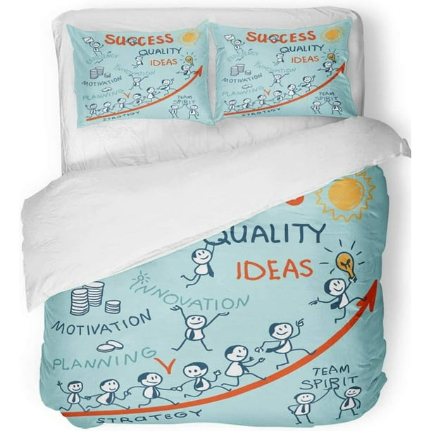 POGLIP 3 Piece Bedding Set Graph Hand Drawing Sketch of Success Growth ...