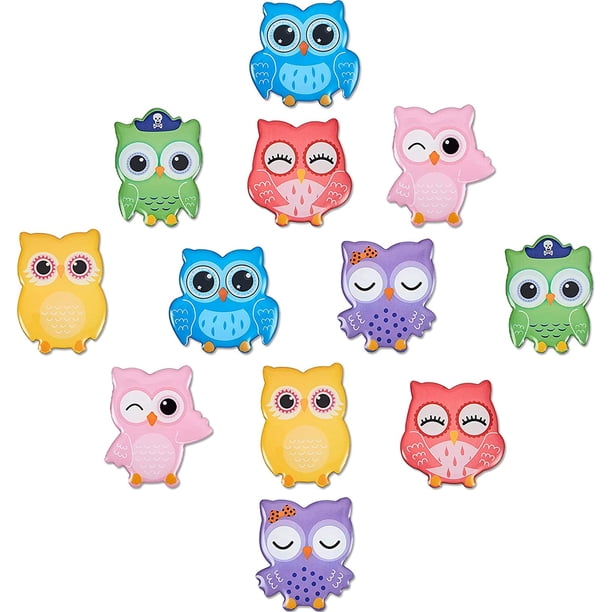 12 Pieces Owl Magnet Cartoon Cute Owl Refrigerator Magnets 3D Locker ...