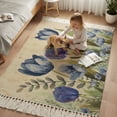 Bedroom Rug Carpet 3'x 5', Blue Purple Spring Floral Washable Floor ...