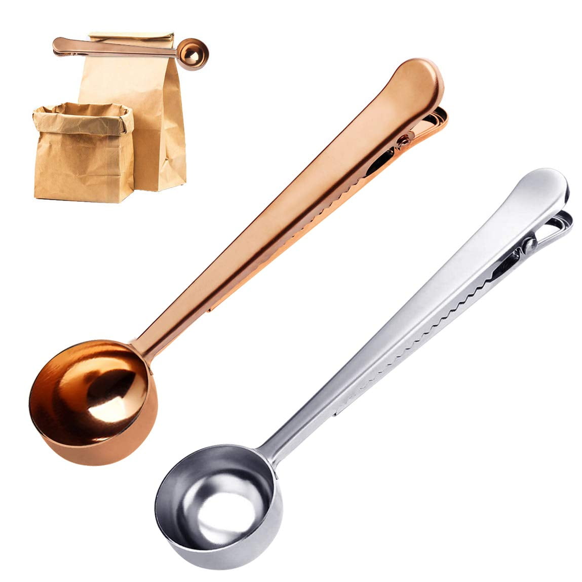 2 cucharas medidoras de café con clip para bolsa, cuchara dosificadora ...