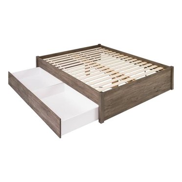 Pemberly Row Modern Wooden Queen 4-Post Platform Bed with 2 Drawers in ...