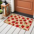 Farmhouse Strawberry Small Area Rugs 2x3 Red Berry Rustic Country Brown ...