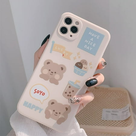 iPhone Cartoon Mobile Phone Case Milk Tea Bear Silicone Case | Walmart ...