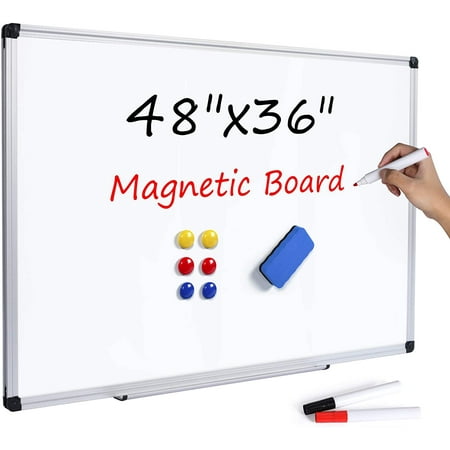 Magnetic Dry Erase Whiteboard 48 x 36 Inch, 4 x 3 Large White Board ...
