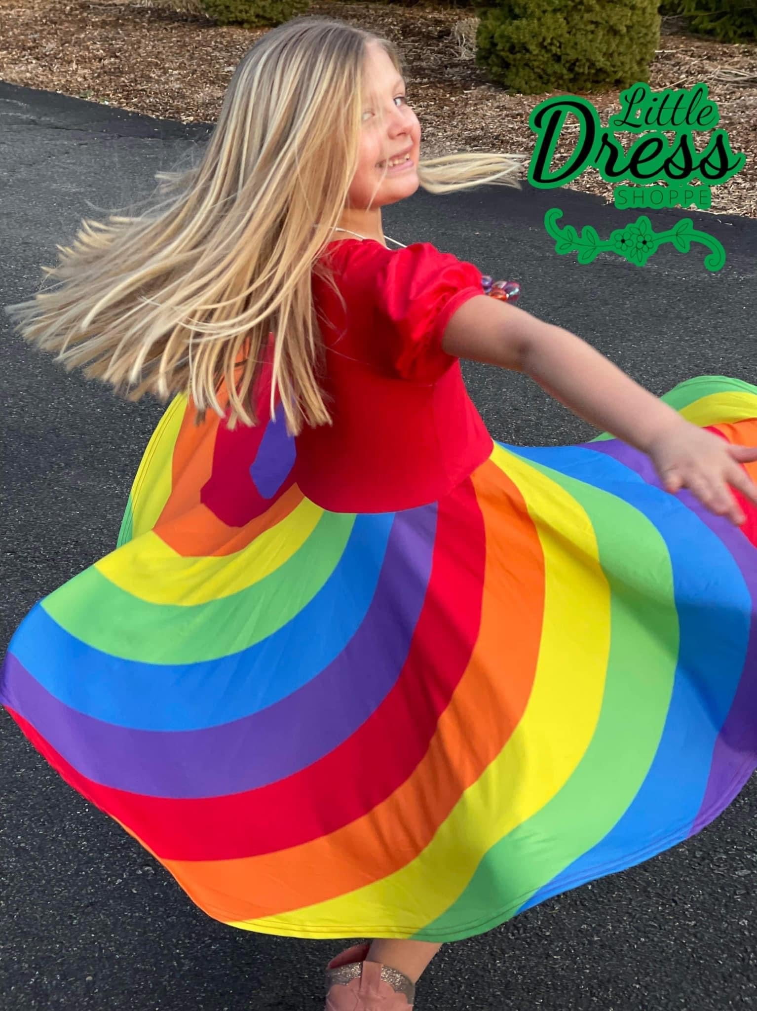 Red Rainbow Swirl Twirly Dress - Walmart.com