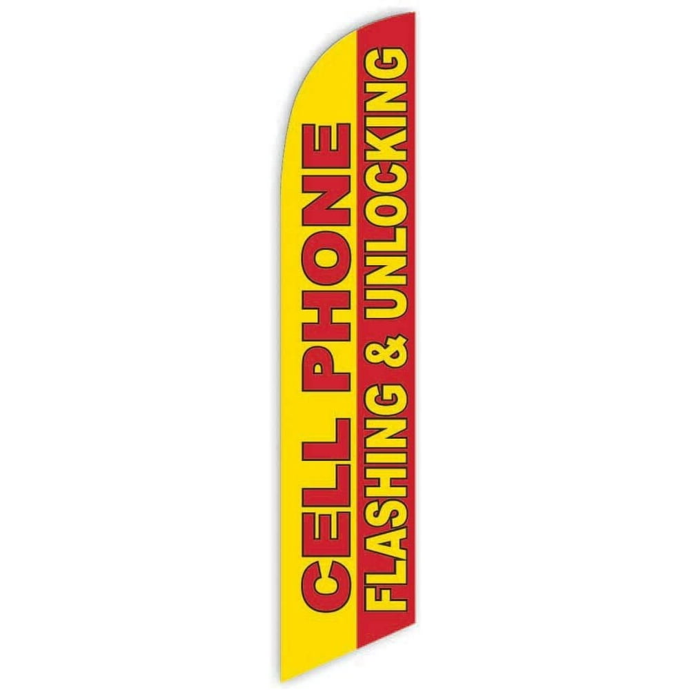 Cell Phone Flashing & Unlocking (Yellow/Red) Advertising Feather Flag ...