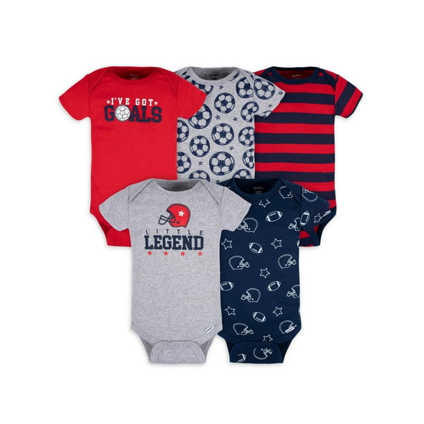 Gerber Baby Boy Short Sleeve Onesies Bodysuits, 5-Pack (Newborn - 12 Months) - Walmart.com
