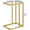 Set of 2 C Shaped End Tables, Tempered Glass Gold Frame Snack Side ...