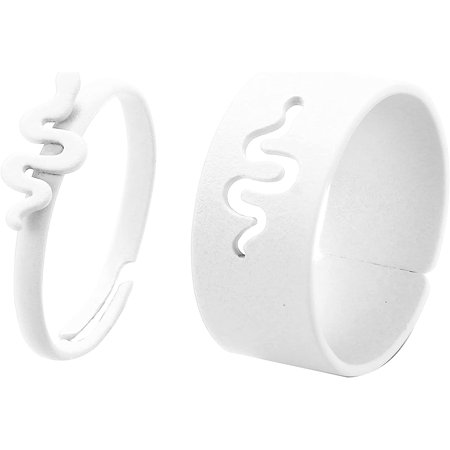 Tatum88 Sweet Cute Colorful Matching Snake Puzzle Ring Hollow Out Snake ...