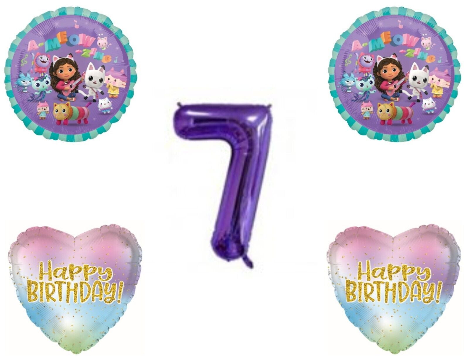 Gabby's Dollhouse 7th Seventh Birthday Party Balloons Decorations Cats ...