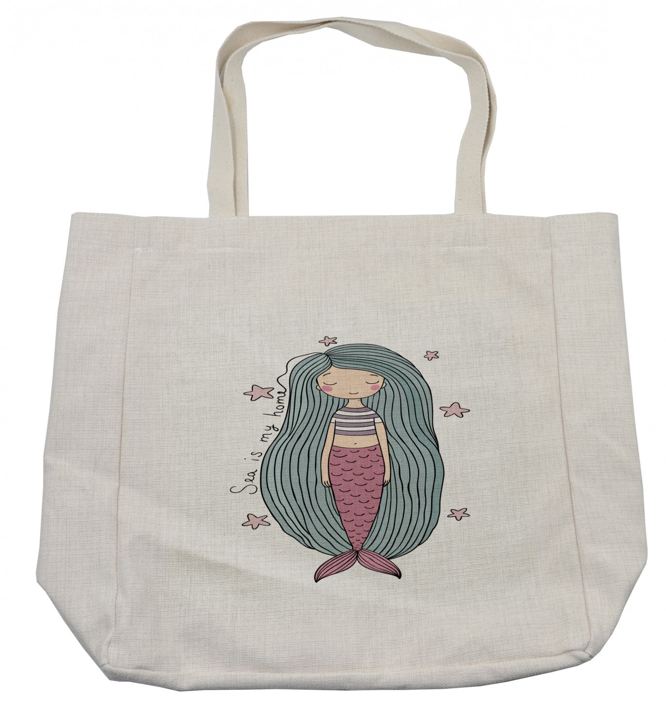 Mermaid Shopping Bag, Sea is My Home Words Written in Strand of Hair ...