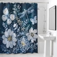 Blue White Butterfly Shower Curtain, Dragonfly Blue Chrysanthemums ...