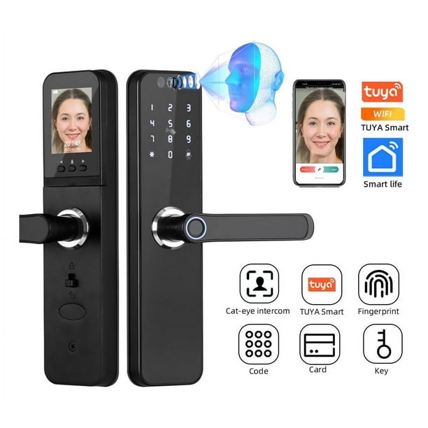 Cerradura de Puerta Digital con Biometría K12 - Tuya Wifi 28x300 con reconocimiento facial y ...