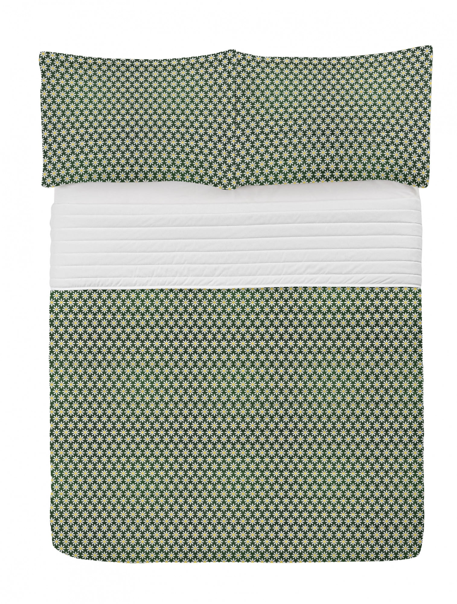 Daisy Microfiber Bedspread Set, Botanical Theme Floral Patterns ...