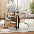 Finihen 360° Rotating Computer Desk with 2-Tier Storage Shelves, Small ...