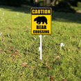 Kurmntregon Bear Crossing Sign With Stake Slow Down Sign For Neighborhoods Yard Farm Aluminium ...