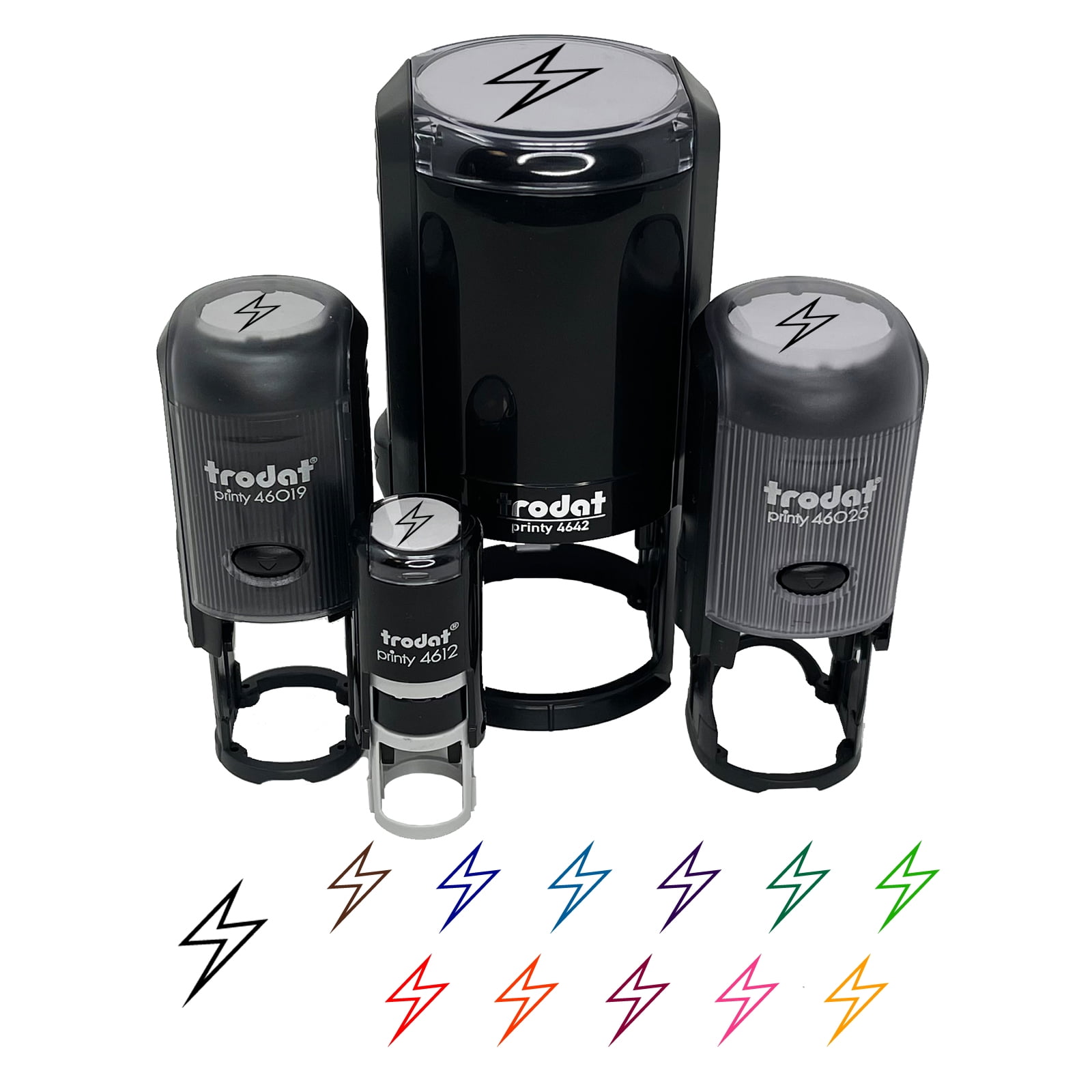 Lightning Bolt Thunderbolt Outline Self-Inking Rubber Stamp Ink Stamper ...