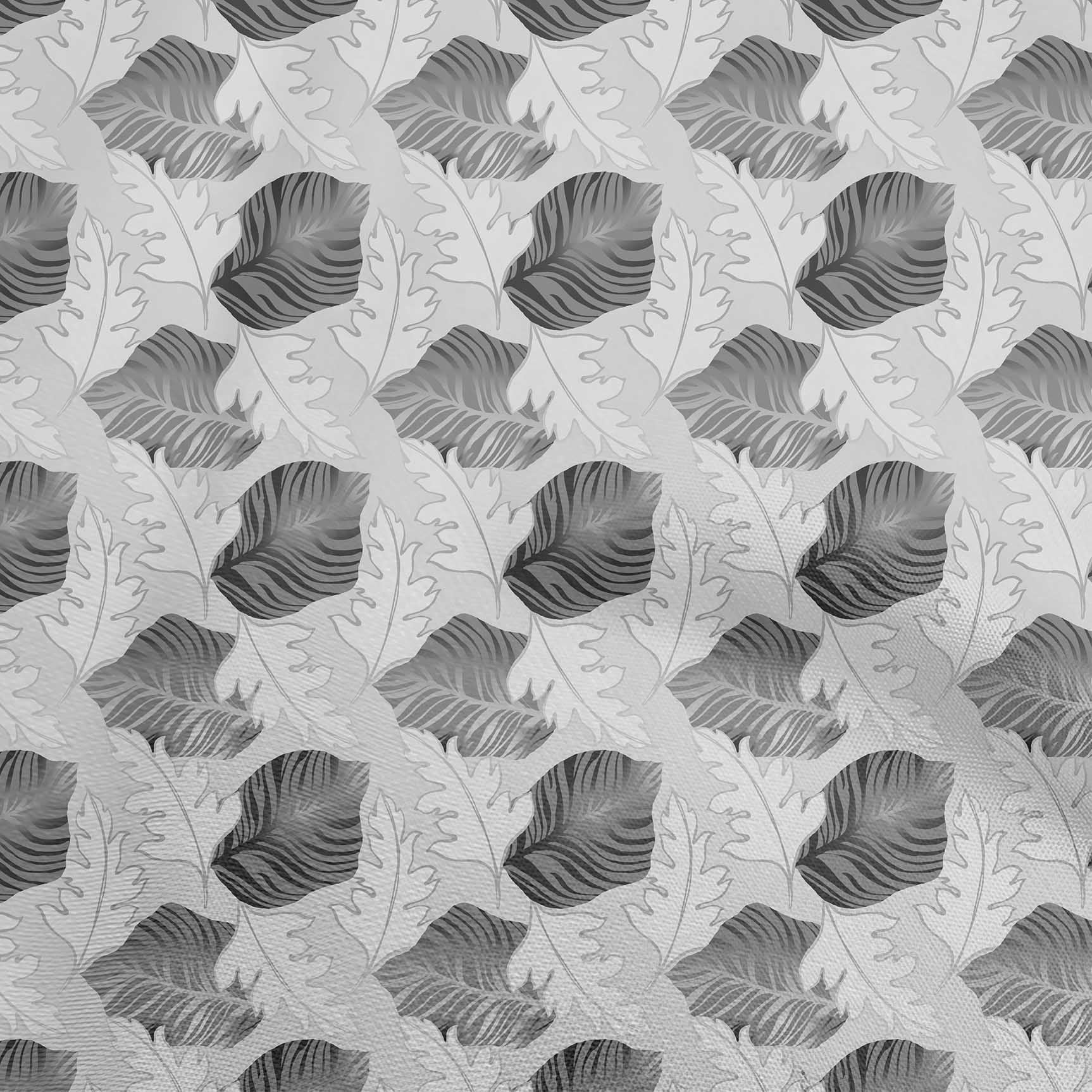 oneOone Cotton Poplin Gray Fabric Leaves Quilting Supplies Print Sewing ...