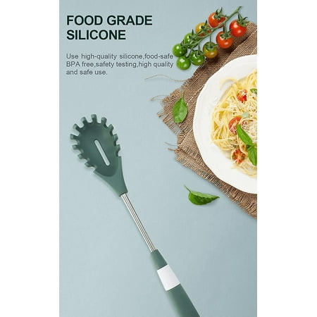 Pasta Spoon Fork,server Utensil,silicone Noodle Grabber,green | Walmart ...