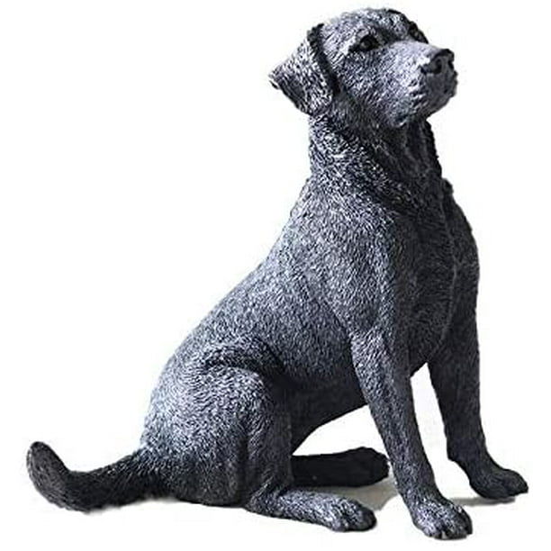 1P Resin Black/White Labrador Retriever Dog Garden Statue Sitting ...