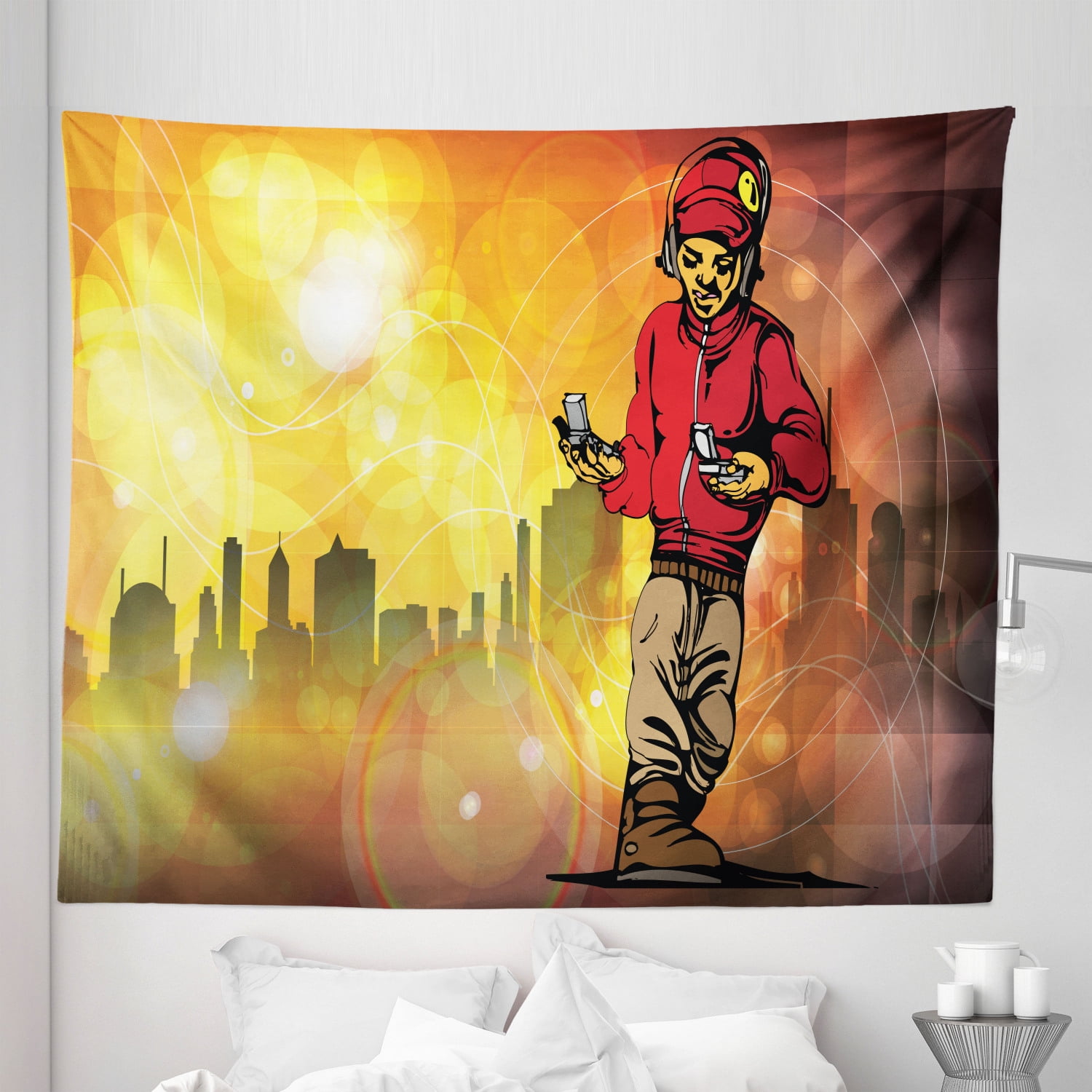 Hip Hop Tapestry, Rap Music and Dance Themed Image a Rapper Guy City ...