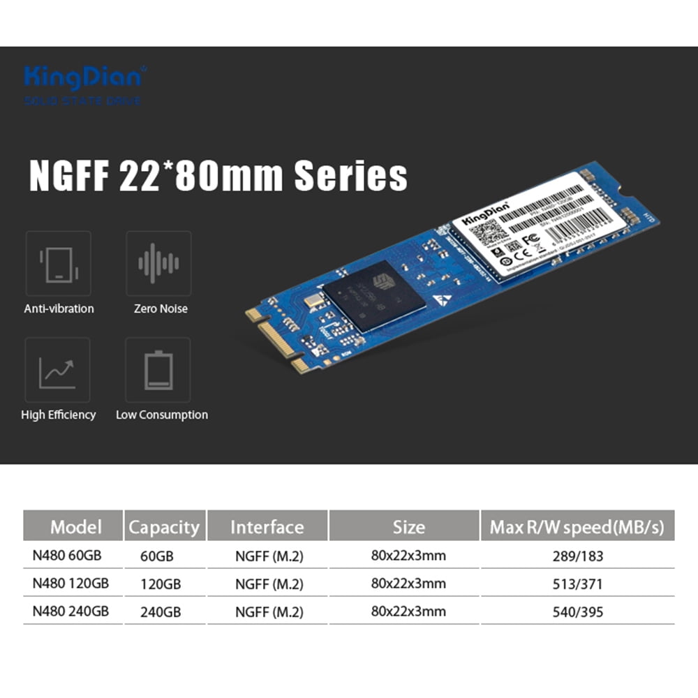 KingDian Portable SSD M.2 NGFF Interface N480 60GB/120GB/240GB Internal ...