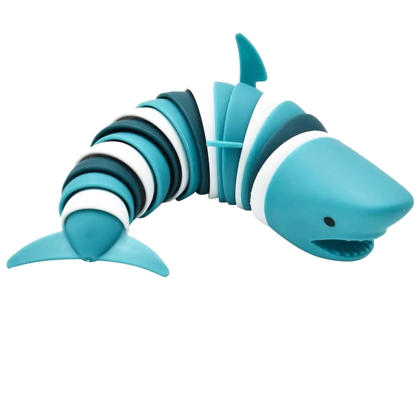 Gwen Studios Fidget Shaker Slug Toy for Kids, 7.6" x 3.3" Blue Shark ...