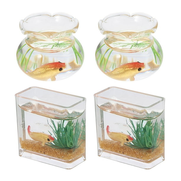 4pcs Tiny Fish Bowl Toys Glass Fish Bowl Goldfish Bowl for 1:12 Micro ...