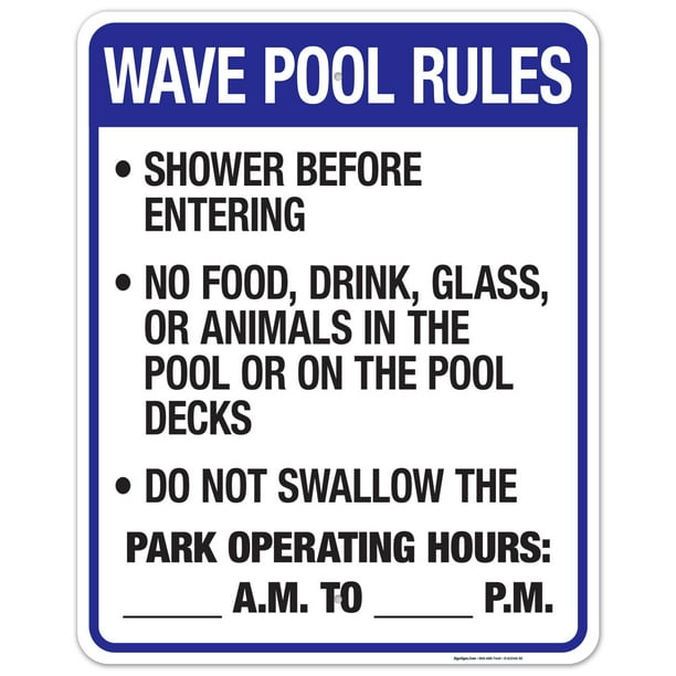 Florida Wave Pool Rules Sign, Complies With State Of Florida Pool ...