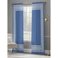 Blue Back Pattern Retro Greece Chiffon Sheer Curtains 84 Inches Long ...
