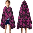 Butterfly and Pink Black Pattern Teens Hooded Bath Towel Wrap for Ages ...