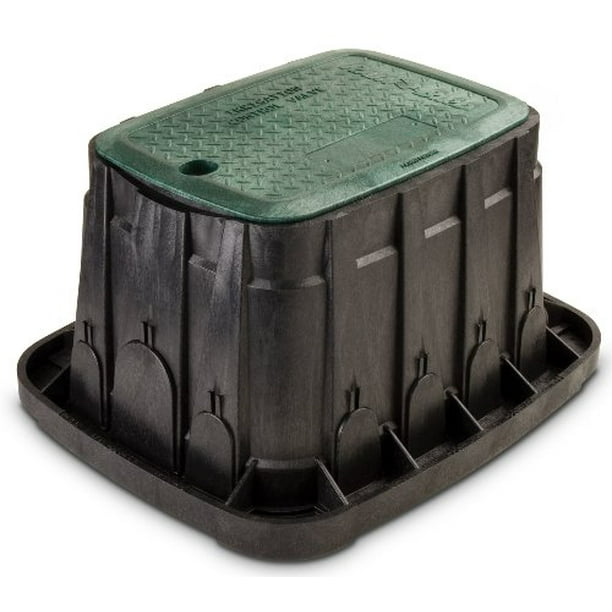 Rain Bird VBREC12 Rectangular Sprinkler Valve Box, Black with Green Lid ...