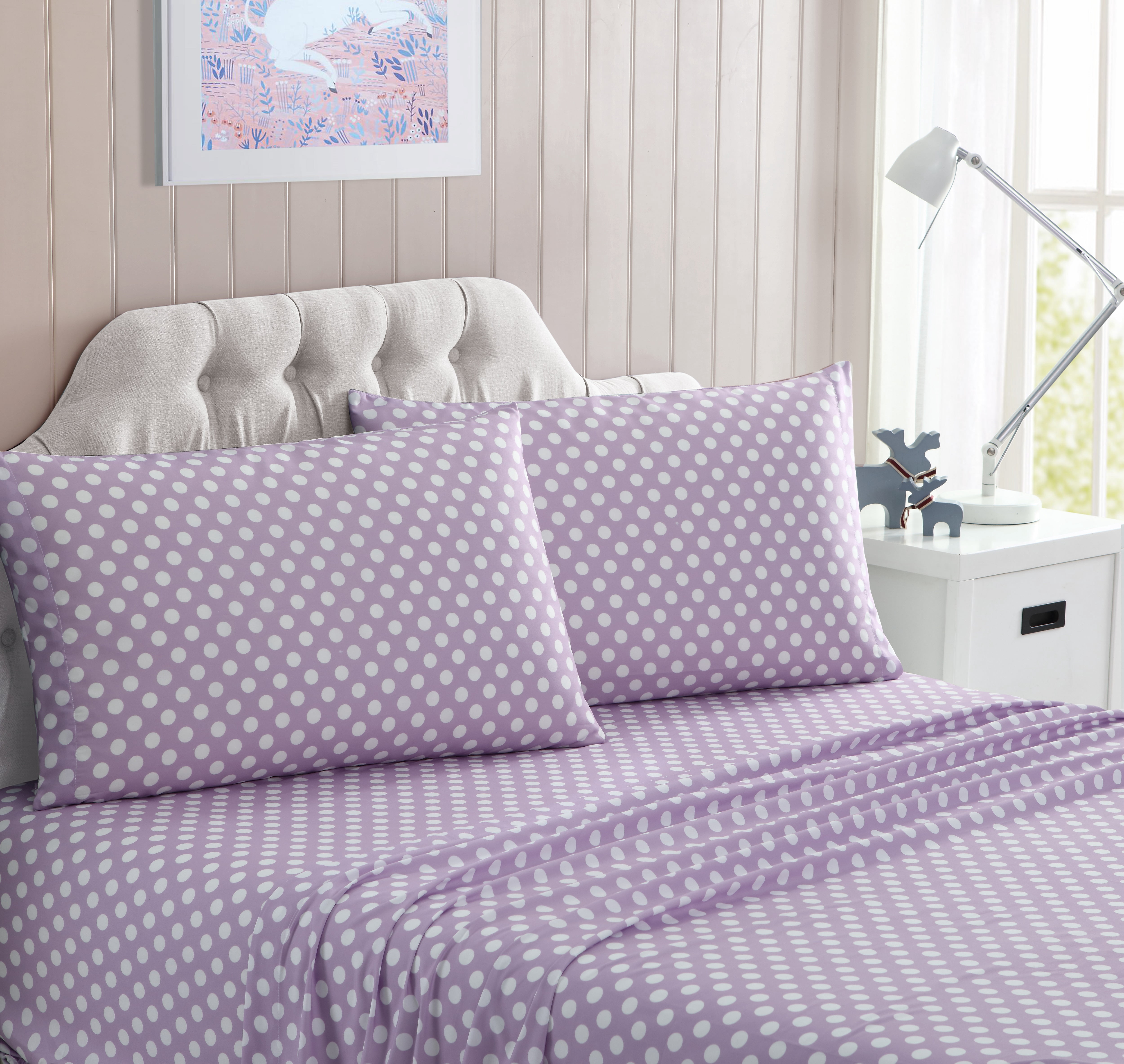 Kute Kids 3-Piece Ultra Soft Minnie Lilac Polka Dot Microfiber Woven ...