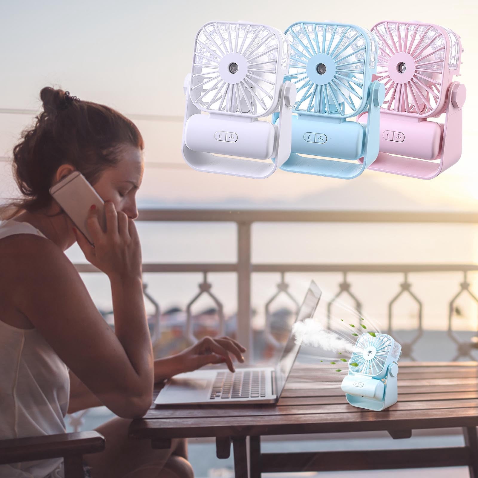 Xihbxyly Mini Ventilador Portátil Recargable, Velocidad Ajustable ...