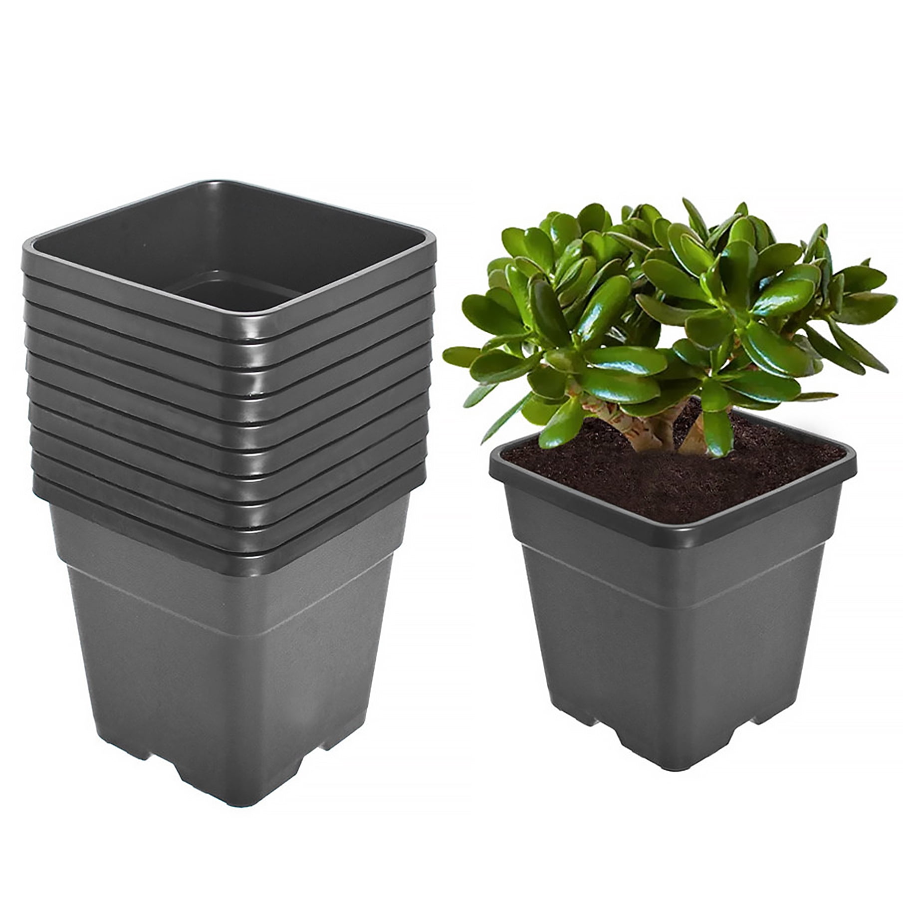 Waltyotur 1/2/3/5/8/10Gallon Plastic Grow Pots Plant Bonsai Square ...