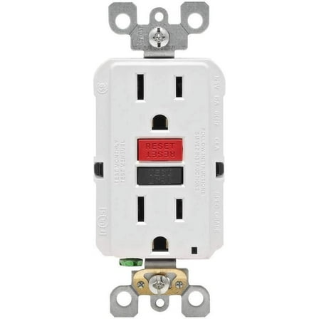 Leviton 15 Amp 125-Volt Duplex Self-Test Slim GFCI Outlet, White (4 ...