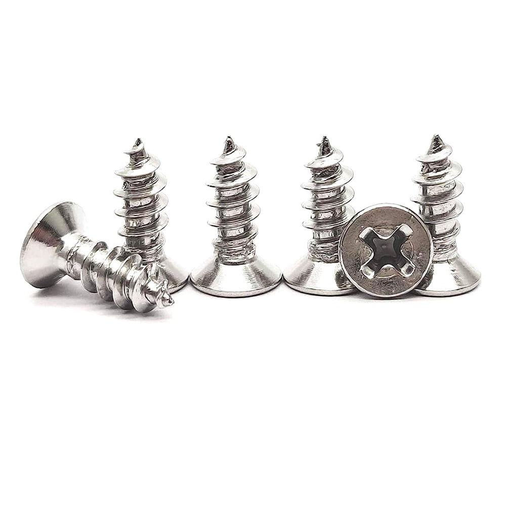 25Pcs M5x12mm Phillips Flat Head Self Tapping Wood Screws,304 Stainless Steel, Plastic and Metal ...