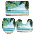 3 Piece Bathroom Rug Set, Coconut Tree Non Slip Bath Mat with Contour ...