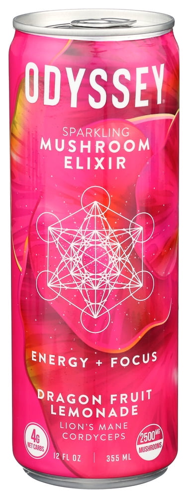 Odyssey Elixir: Energy Plus Focus Dragon Fruit Lemonade, 12 Fo, Pack of ...