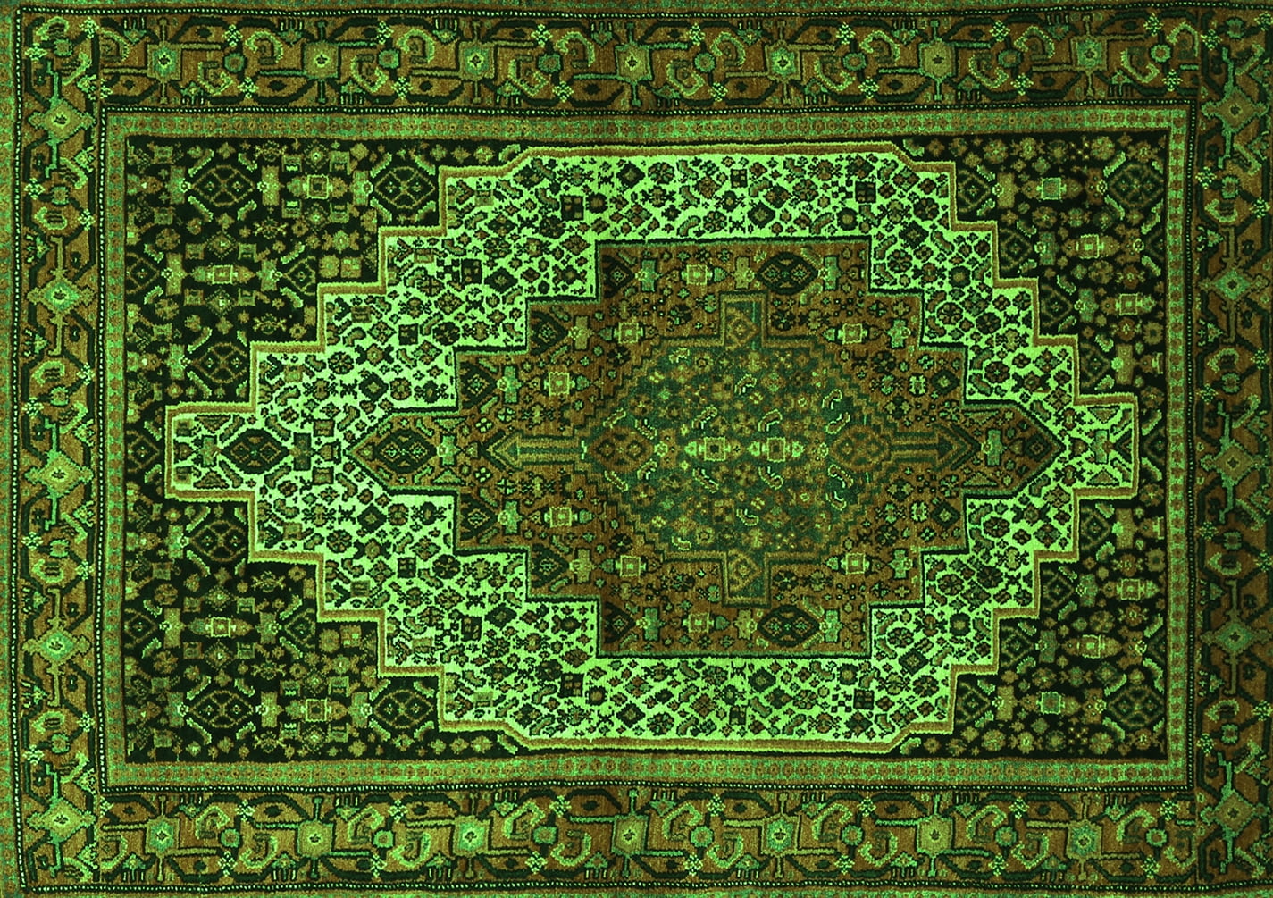 Ahgly Company Indoor Rectangle Persian Green Traditional Area Rugs, 2 ...